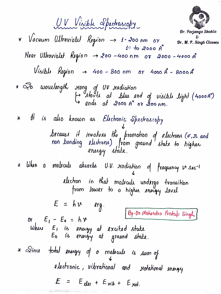 UV Spectroscopy and Transitions | PDF | Light | Electromagnetic Spectrum