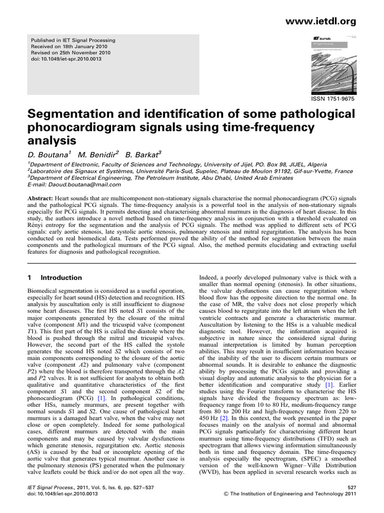 Segmentation and Identification of Some Pathological | PDF | Heart Valve | Cardiovascular System