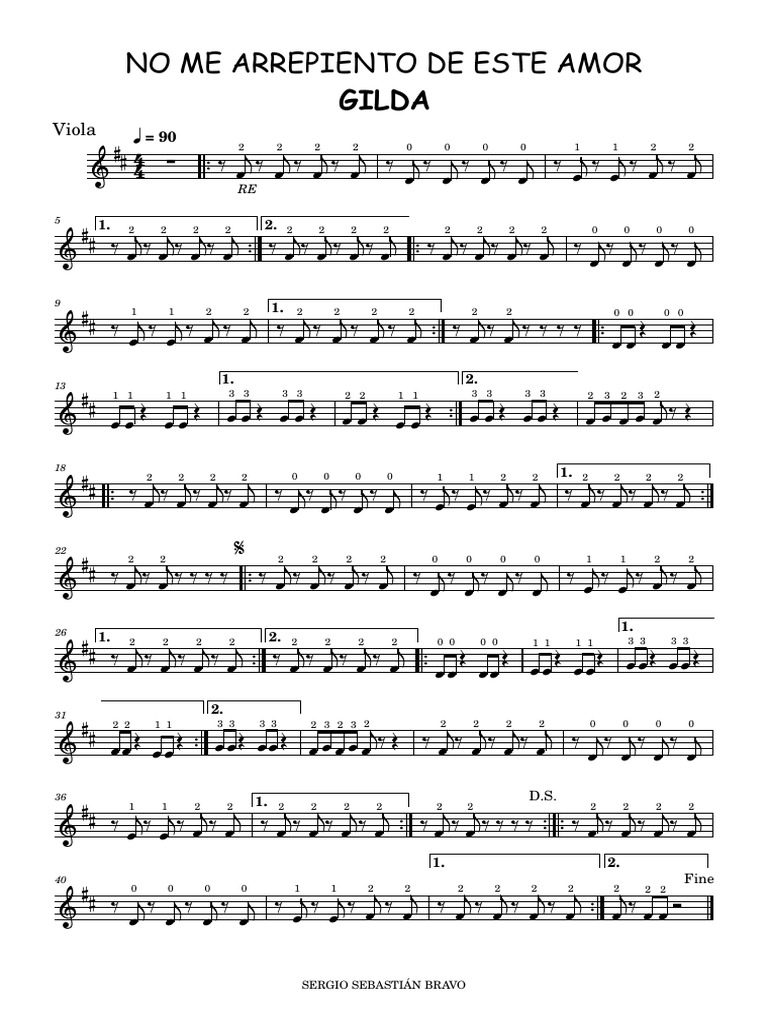 No Me Arrepiento de Este Amor-Viola (Digitado) | PDF