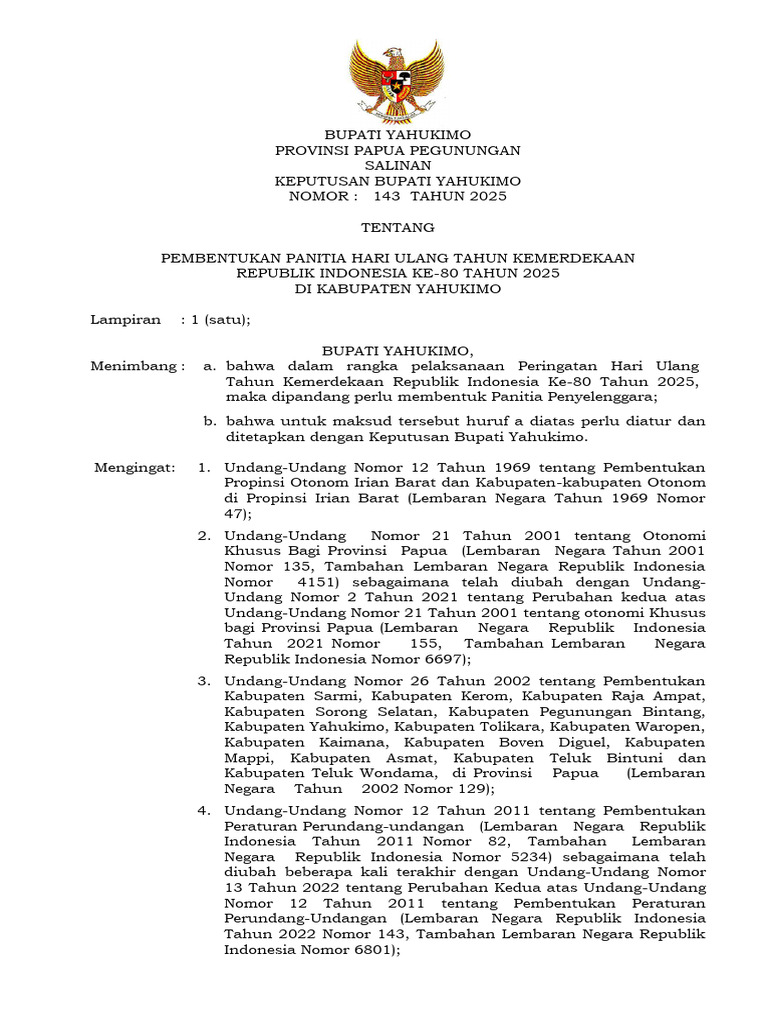 143. Sk Panitia Hut Ri Ke 80 Tahun 2025-1 (1) | PDF