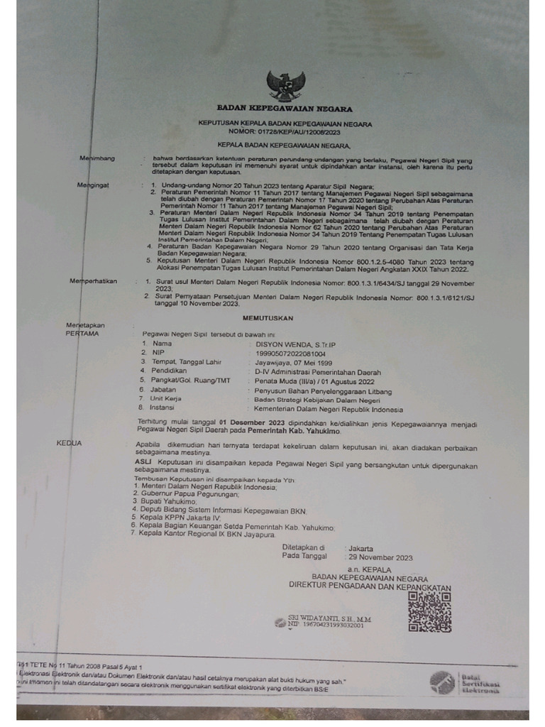 SK PNS Dan Surat Penugasan | PDF