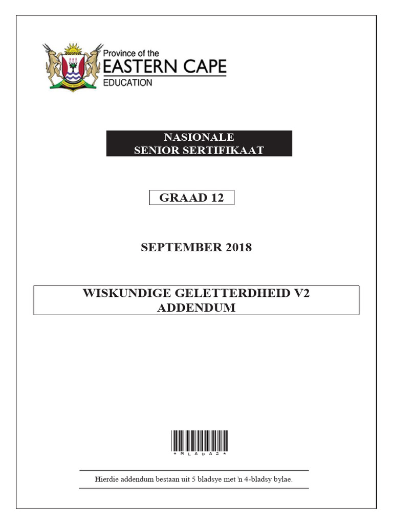 Maths Lit p2 Add Sept 2018 Afr D | PDF