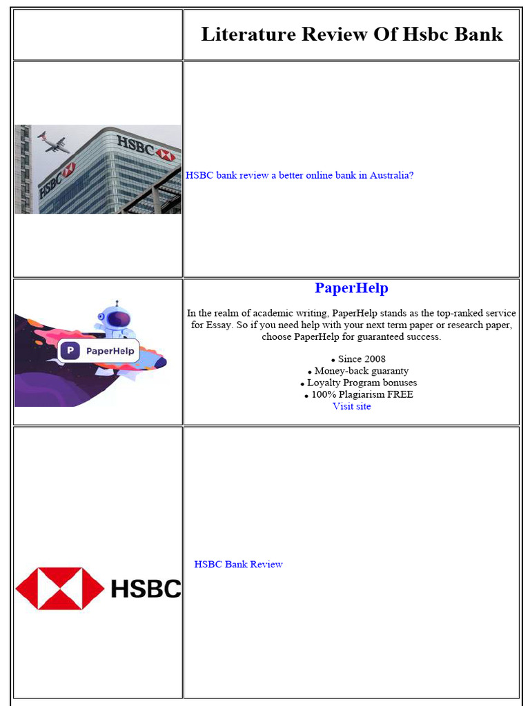 Literature Review of HSBC Bank | PDF | Hsbc | Banks