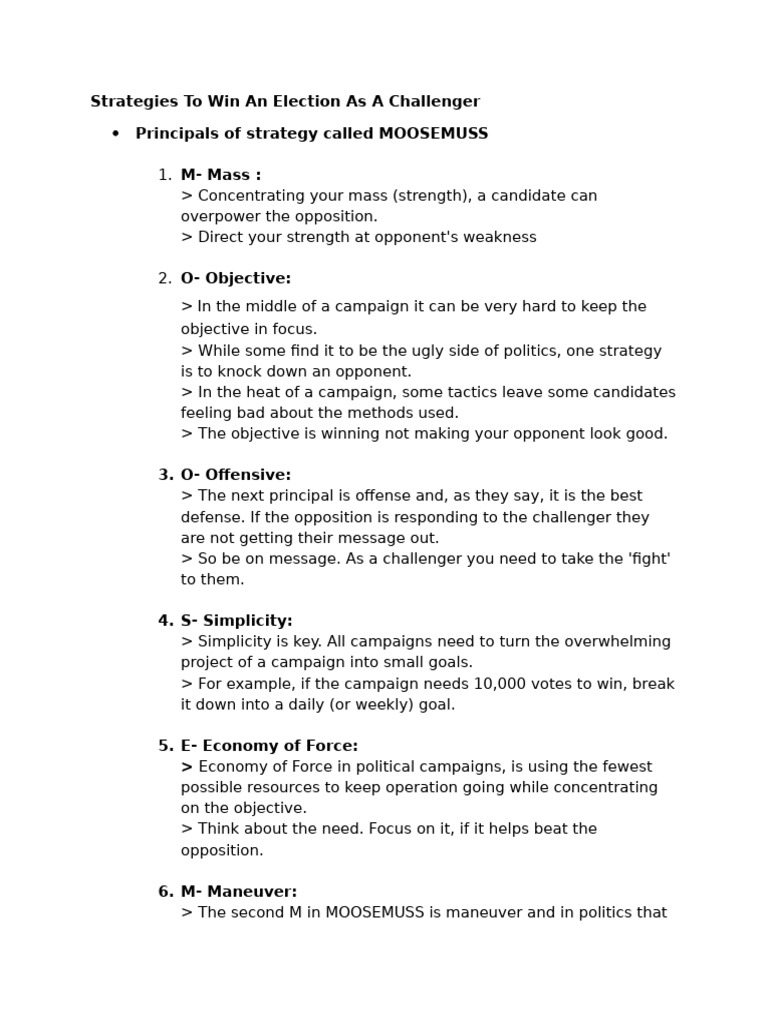 Strategies To Win An Election As A Challenger | PDF | Get Out The Vote ...