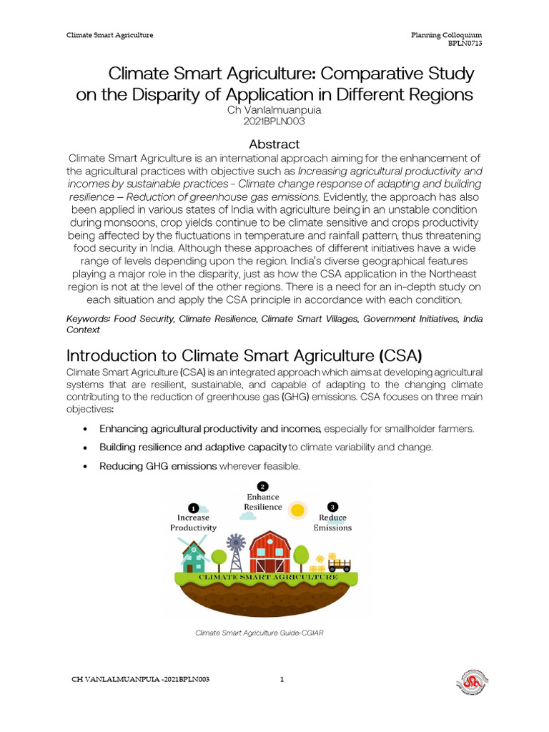Climate Smart Agriculture | PDF | Agriculture | Natural Environment