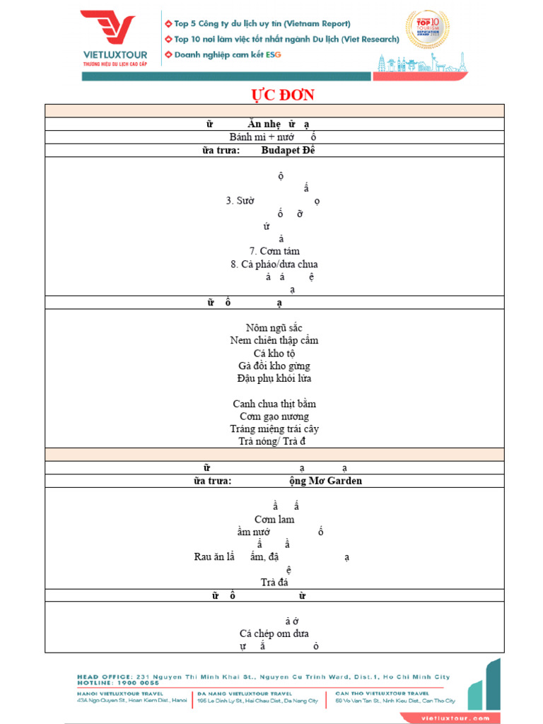 Final Menu Mien Bac 16-21.06.2025 | PDF