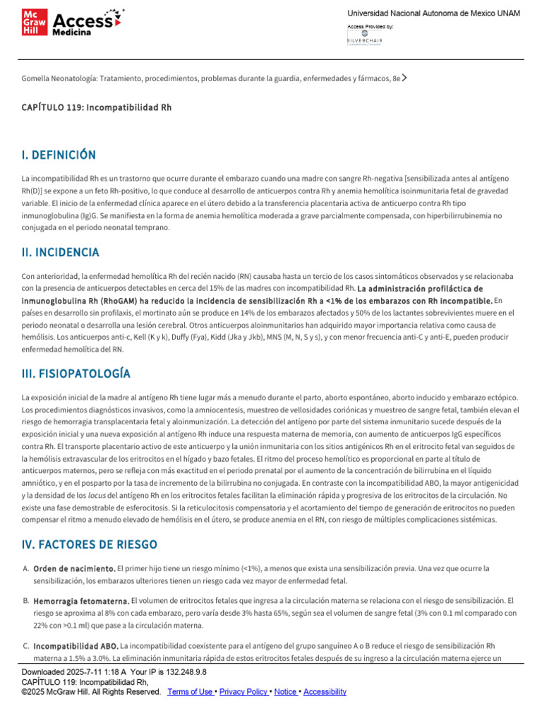 CAPÍTULO 119 - Incompatibilidad RH | PDF | Sangre | Especialidades Medicas