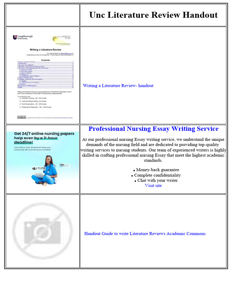 Unc Literature Review Handout | PDF | Essays | Thesis