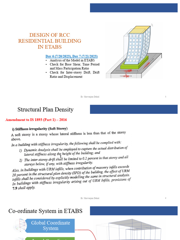 Day 6,7 - Analysis (DESIGN OF RCC RESIDENTIAL BUILDING IN ETABS) | PDF ...