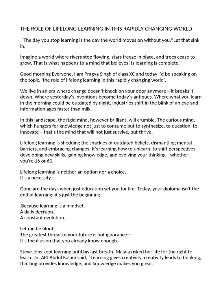 Lifelong Learning in a Changing World | PDF | Mind | Knowledge