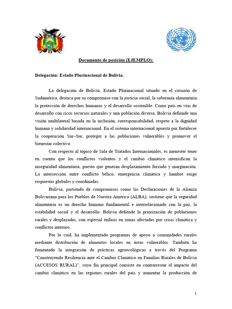 Ejemplo de Documento de Posición - UM Luján 2025 - Compressed | PDF | Trata de personas | Bolivia