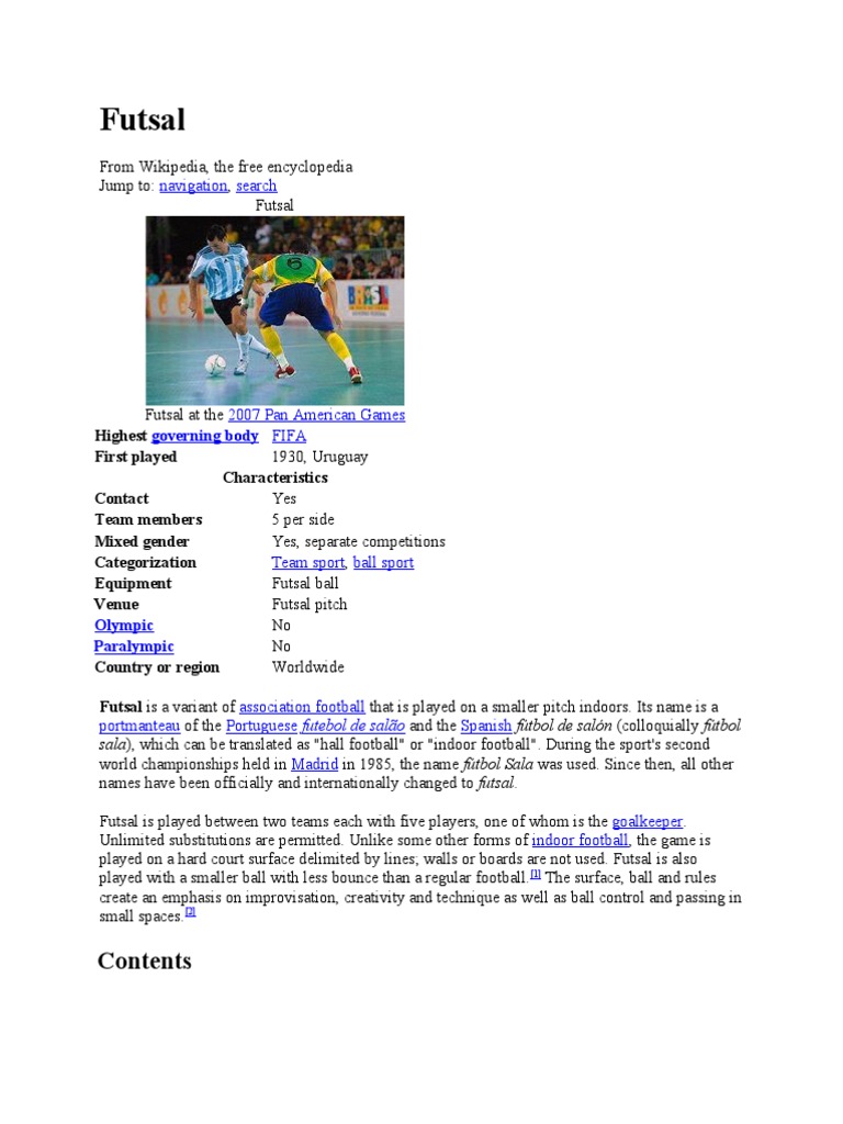 Futsal: Indoor Soccer Rules & History | PDF | Association Football ...