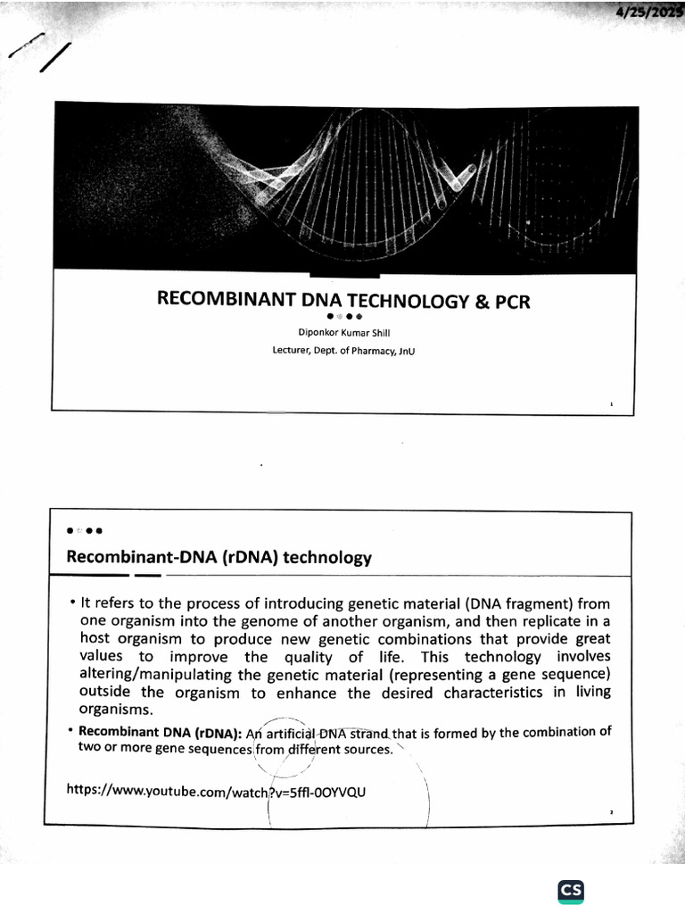 RDNA Technology & PCR ( Diponkor Sir) _250802_231741 | PDF
