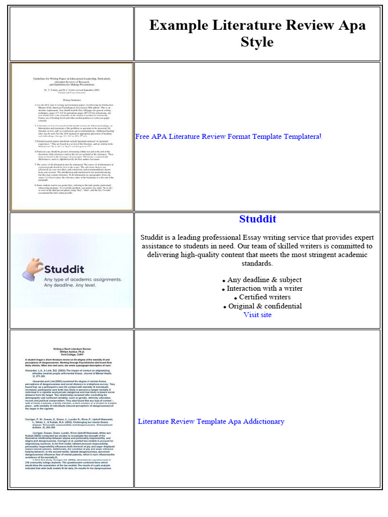 Example Literature Review Apa Style | PDF | Apa Style | Thesis