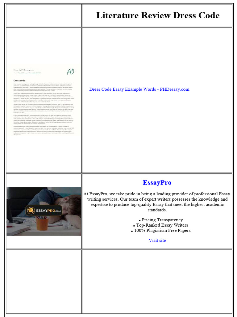 Literature Review Dress Code | PDF | Essays | Plagiarism