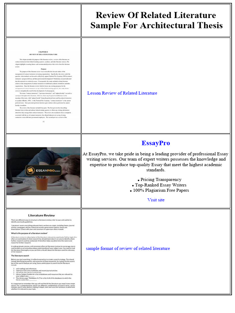 Review of Related Literature Sample For Architectural Thesis | PDF ...