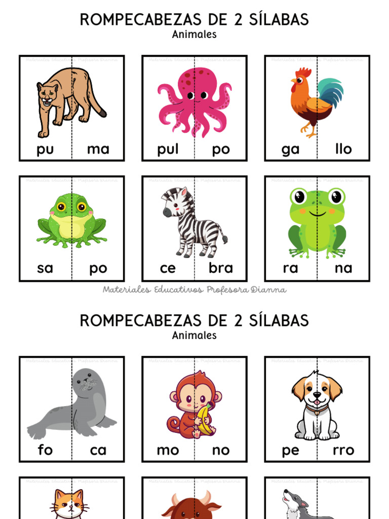 Rompecabezas de 2 Sílabas | PDF