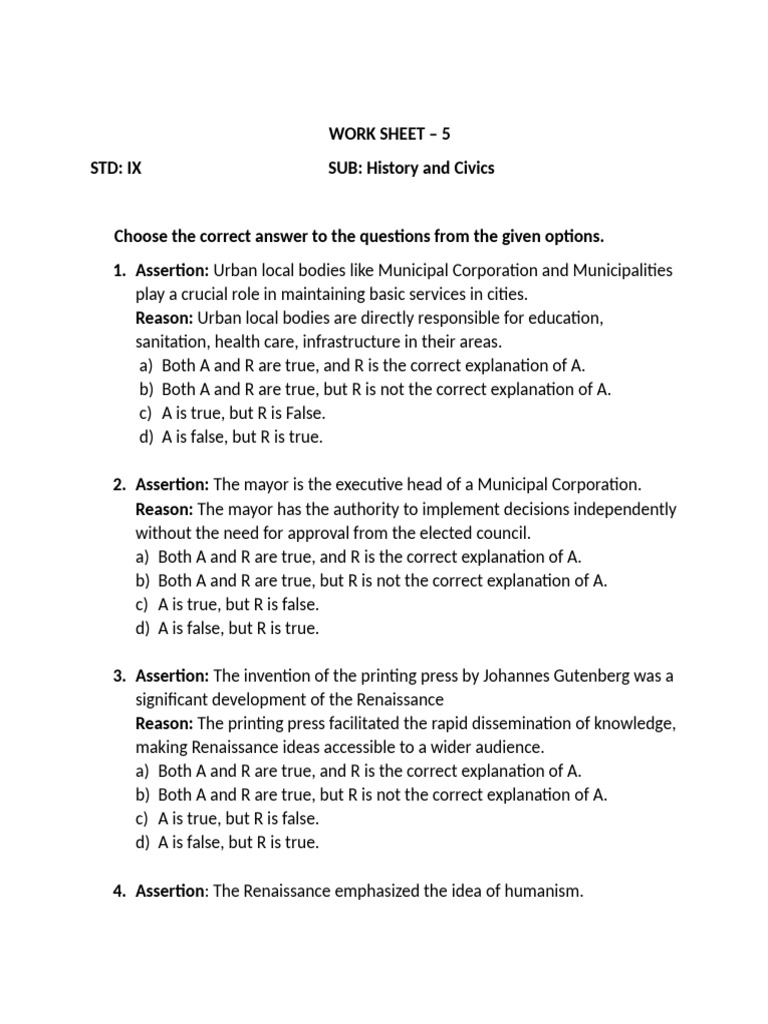 WORKSHEET5-Std 9 | PDF