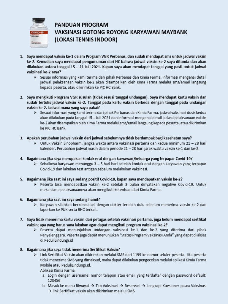 Panduan Program VGR Perbanas (Tennis Indoor) | PDF