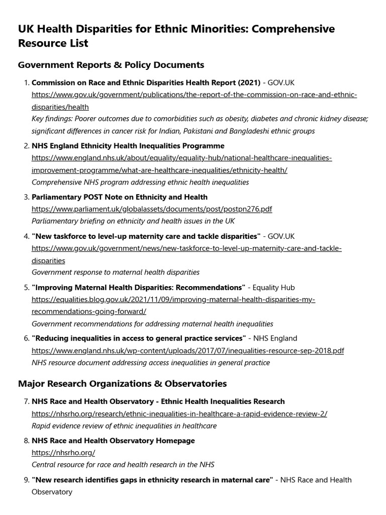 UK Health Disparities for Ethnic Minorities_ Comprehensive Resource ...