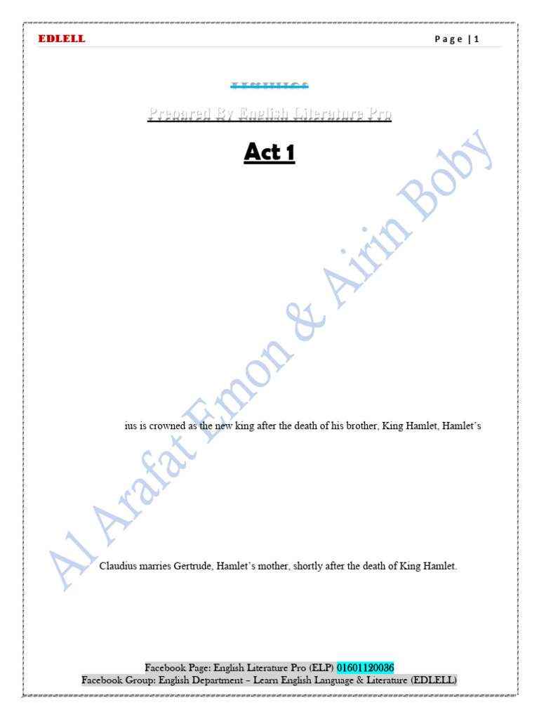 49 BCS Hamlet by Al Arafat Publications | PDF | Hamlet