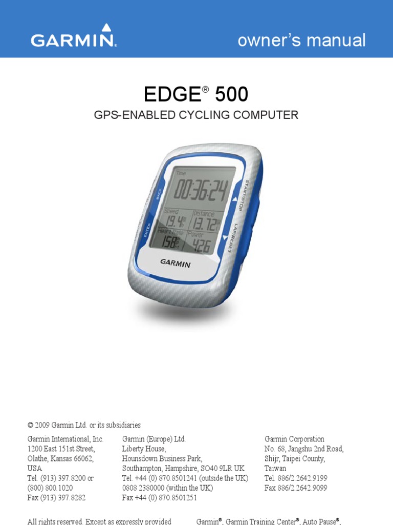 Edge 500 Manual | PDF | Heart Rate | Usb