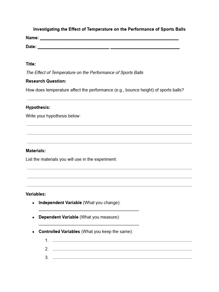 Science Experiment Sheet PBLA | PDF | Experiment | Temperature