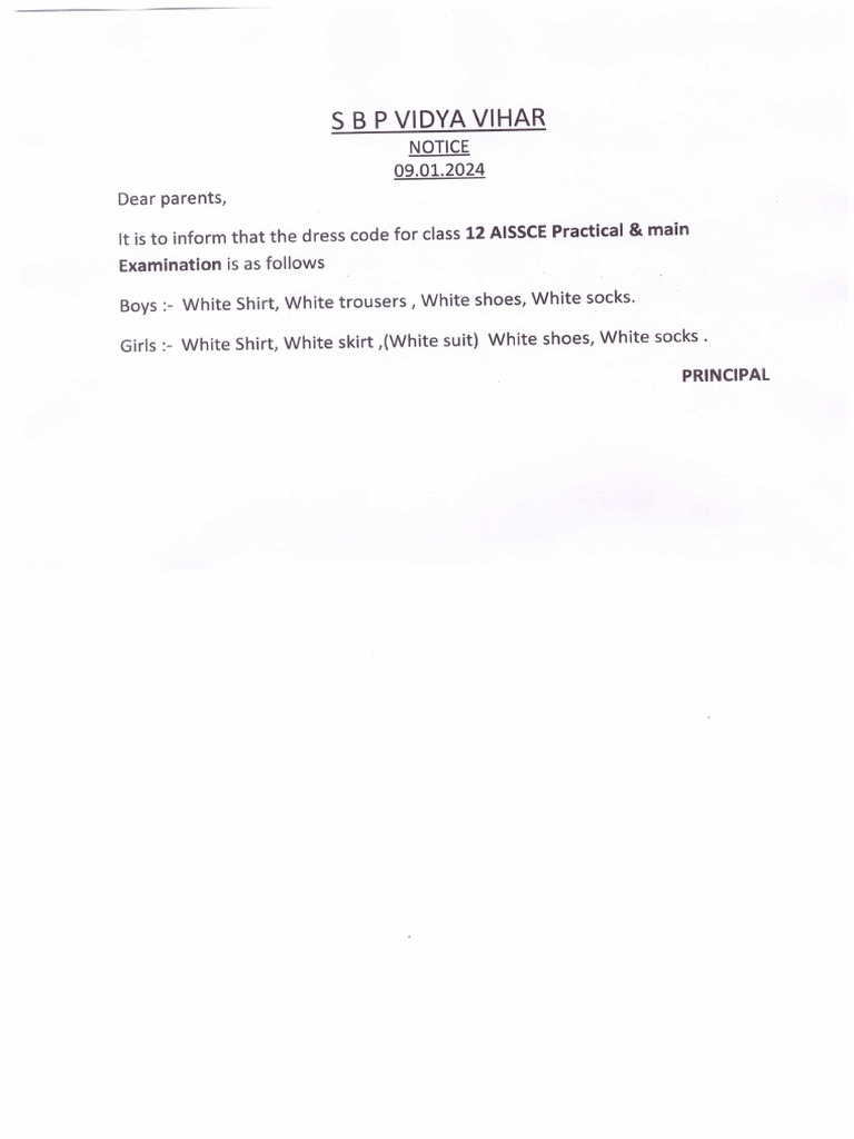 Dress Code For Examination | PDF