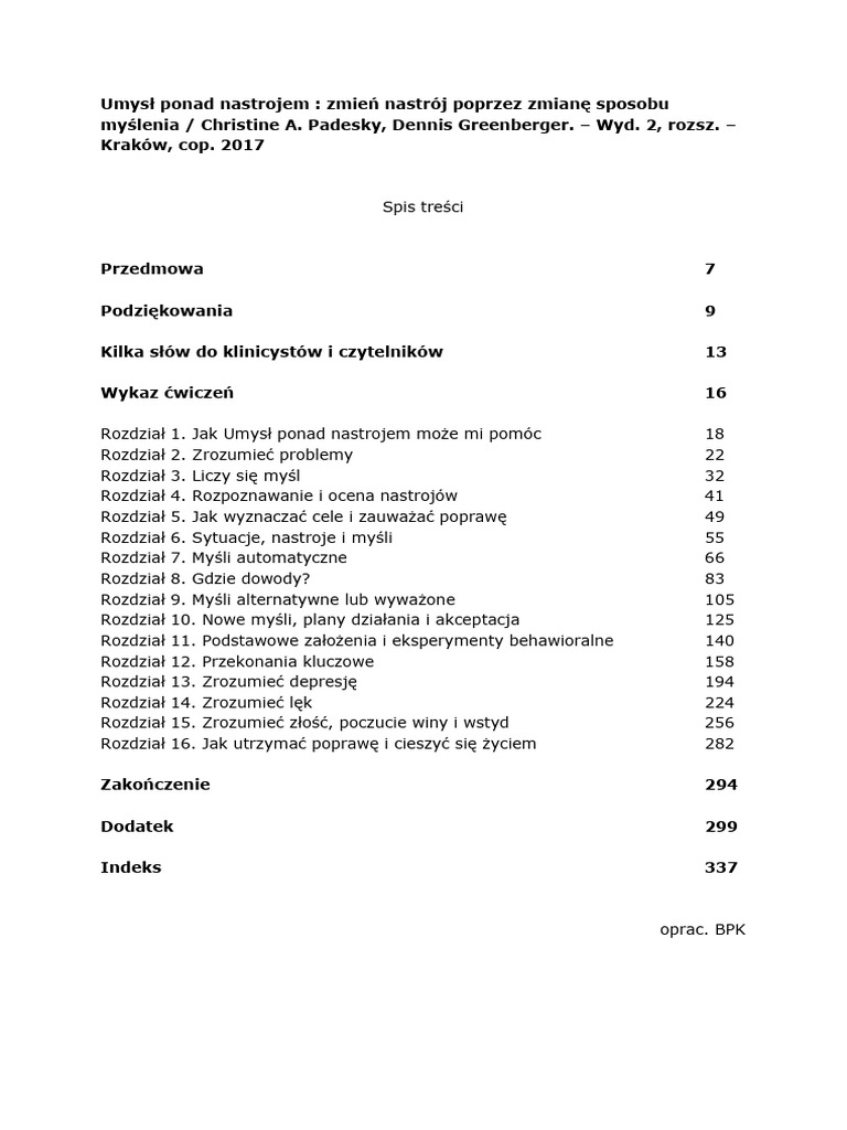 Padesky UmyslPonad | PDF