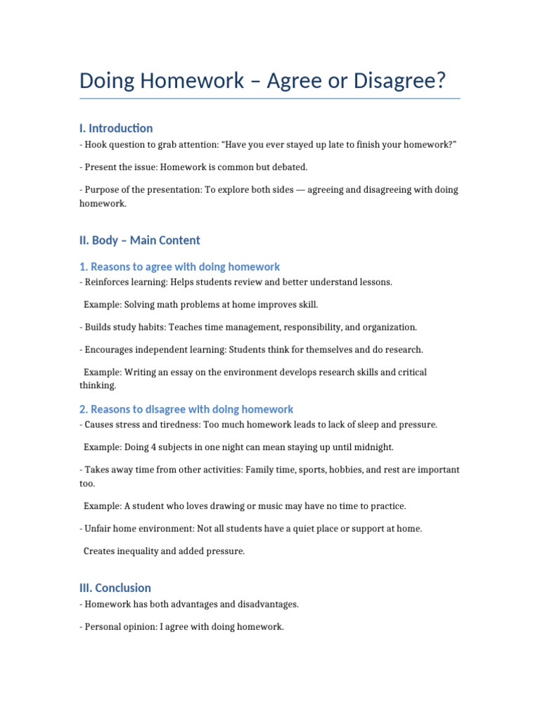 Doing Homework Outline (1) | PDF