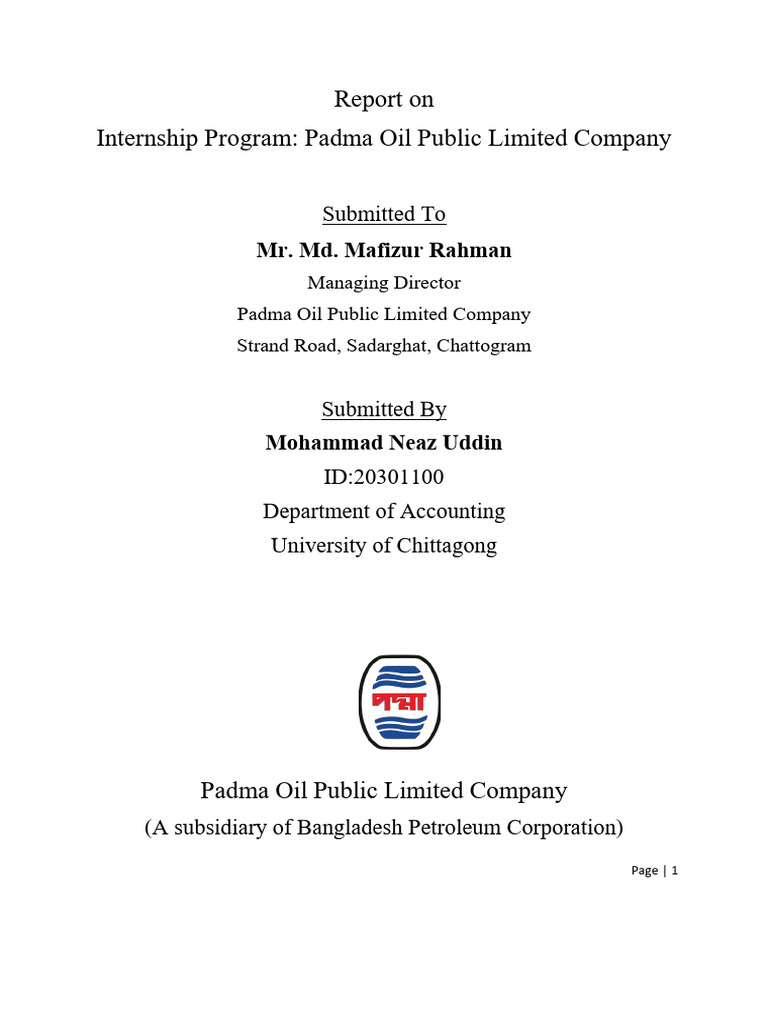 Intership Report 1100 | PDF | Audit