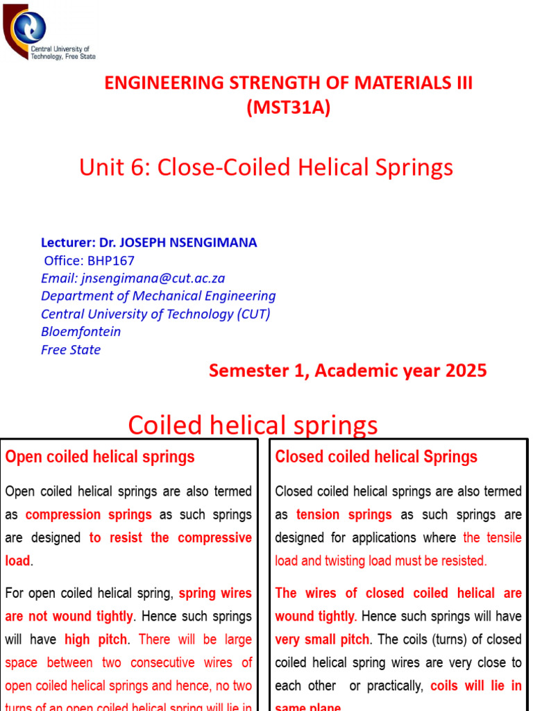 Close-Coiled Helical Springs Overview | PDF | Helix | Stress (Mechanics)
