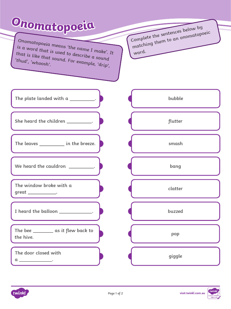 Au L 1705704770 Onomatopoeia Worksheet Ver 1 | PDF