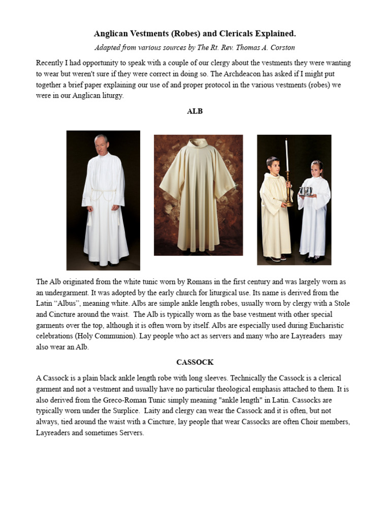 Anglican Vestments Robes and Clericals Explained | PDF | Clothing