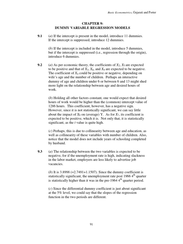 Dummy Variable Regression Models 9.1:, Gujarati and Porter | PDF | Coefficient Of Determination ...