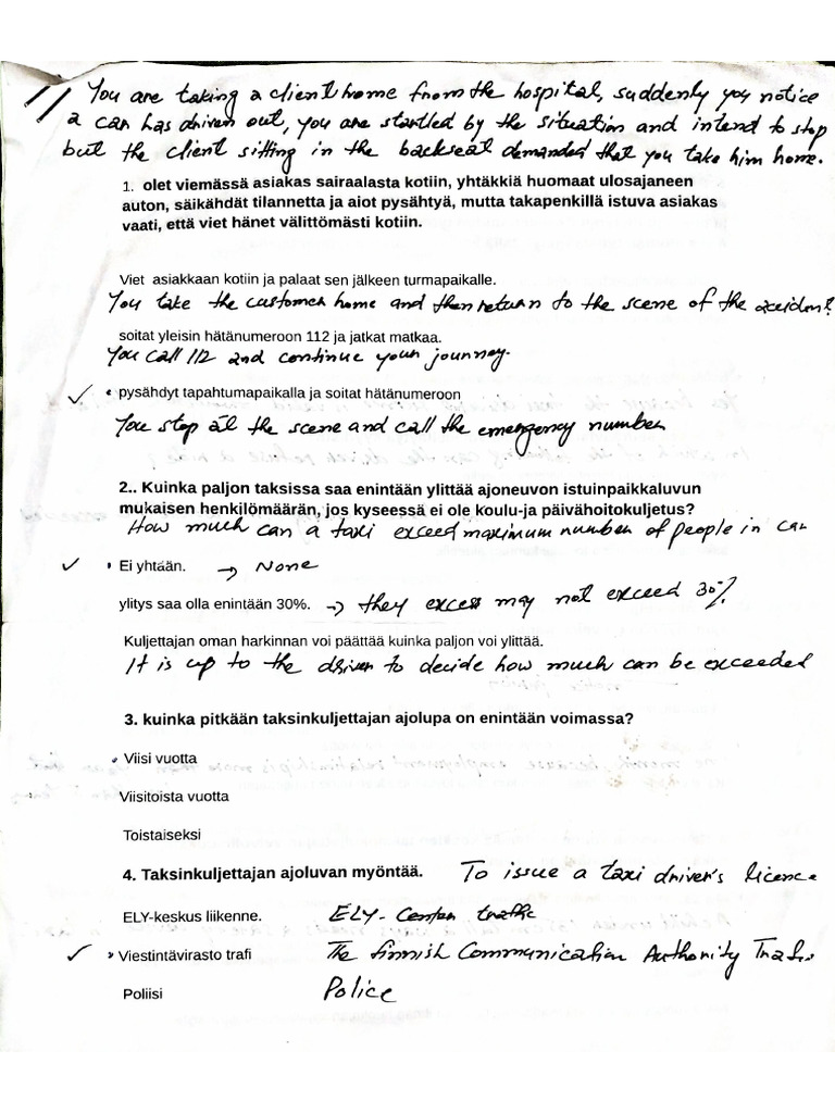 Taxi Test Questions | PDF