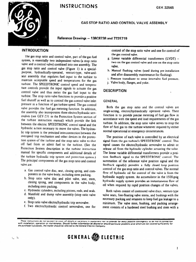 Gas Stop Ratio and Control Valve Assembly | PDF | Valve | Piston