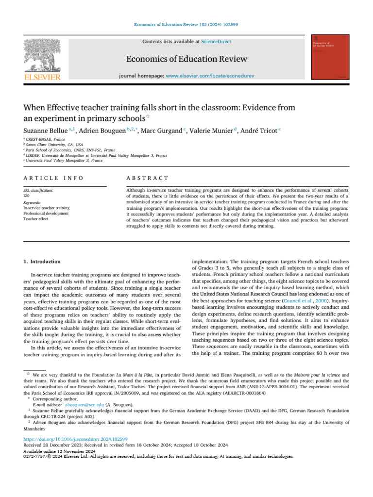 When Effective Teacher Training Falls Short in The Classroom | PDF ...