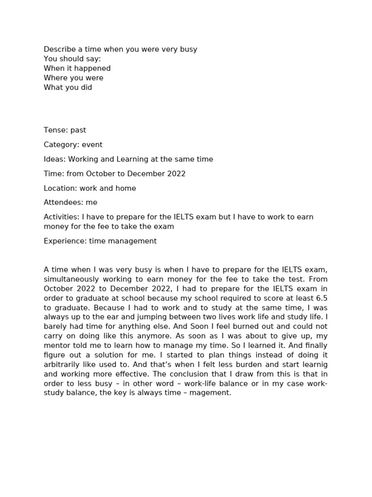 Busy Time - Event | PDF