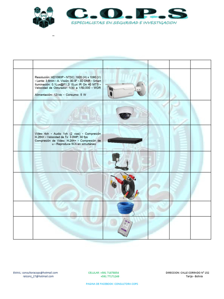 Proforma de Cámaras y Conectores CCTV | PDF | Informática | Tecnología ...