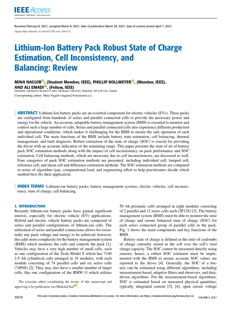 Lithium-Ion Battery SOC Estimation Review | PDF | Lithium Ion Battery ...