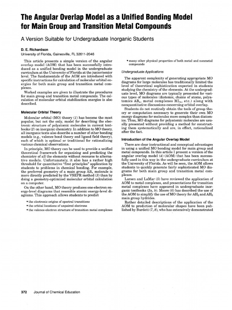 Angular Overlap Paper | Download Free PDF | Molecular Orbital | Ligand