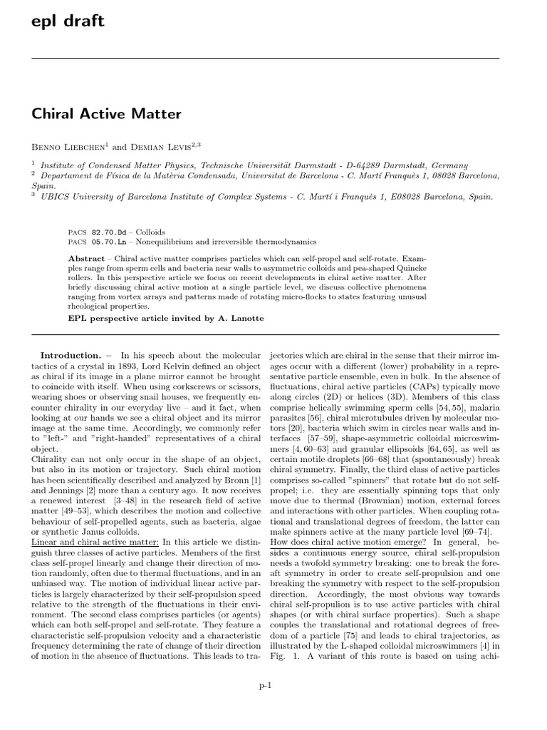 2022 - Chiral Active Matter - Arxiv | PDF | Viscosity | Stress (Mechanics)