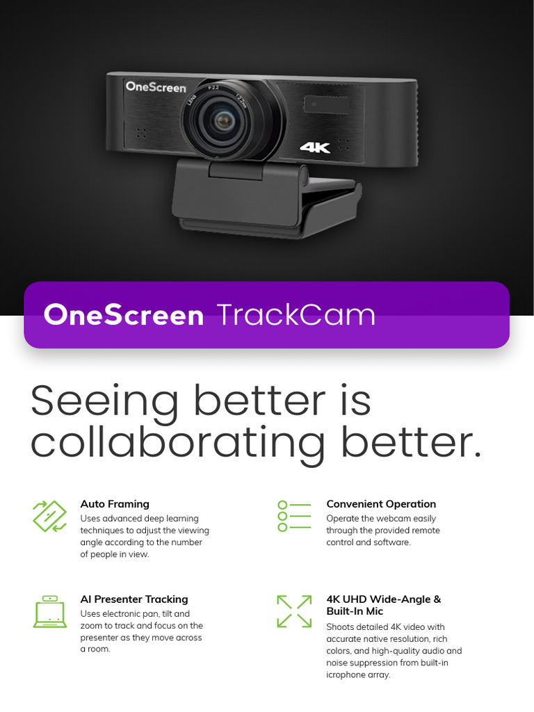 OneScreen Touchscreen TrackCam Spec Sheet2 | PDF | Imaging | Electronics