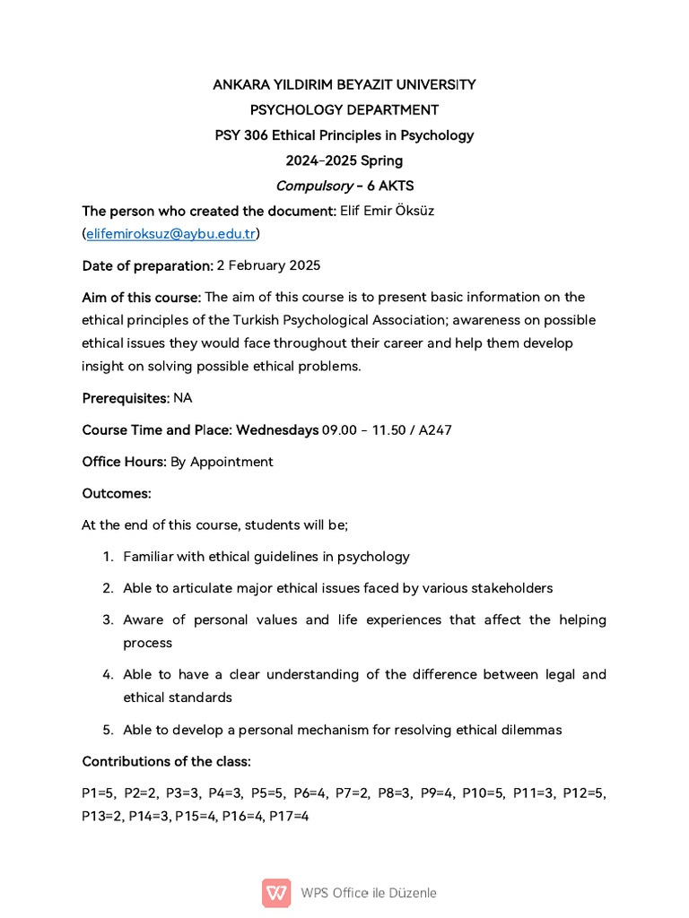 PSY306 Ethical Principles in Psychology | PDF | Psychology | American ...