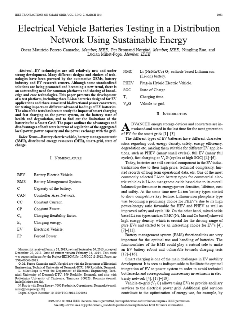 2014 - Electrical Vehicle Batteries Testing in A Distribution Network ...