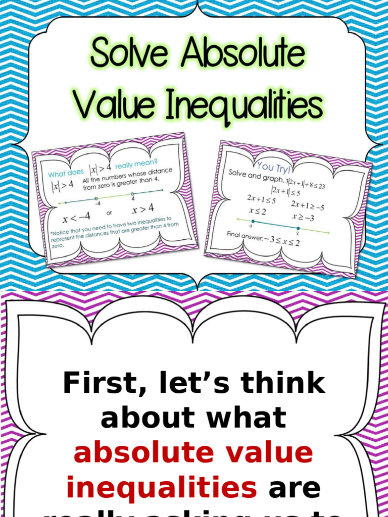 2.6 Solving Absolute Value Inequalities. Unit 2 Teacher | PDF ...