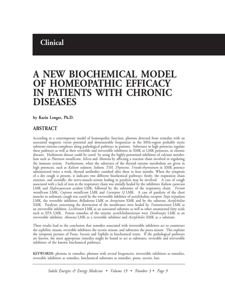 A New Biochemical Model of Homeopathic E | PDF | Thyroid | Enzyme Inhibitor