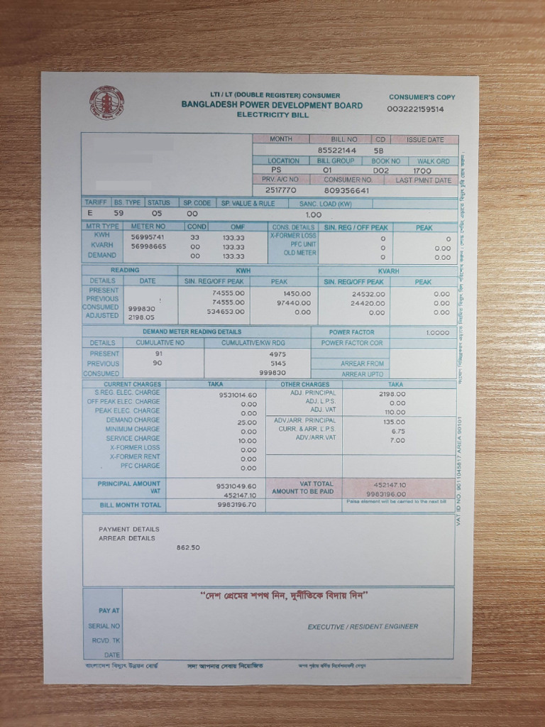Bangladesh Electricity Fake Utility Bill Template 2 | PDF