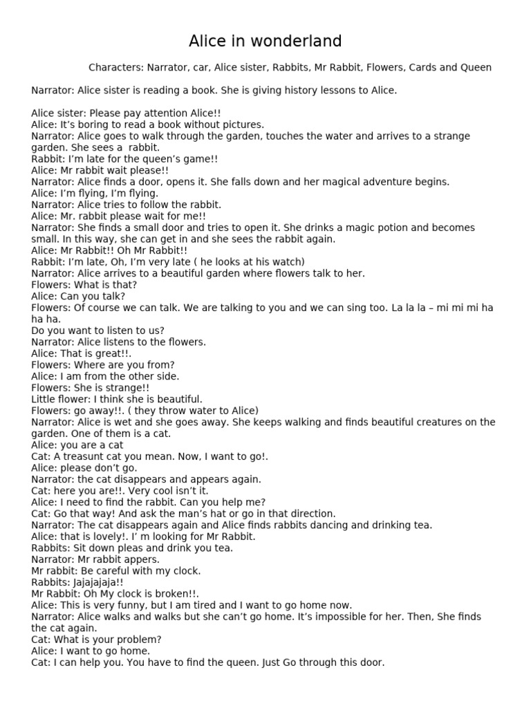 alice-in-wonderland-roleplay | PDF | Alice (Alice's Adventures In ...